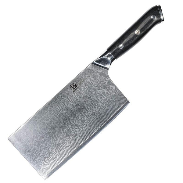 7 inch Forged Damascus VG10 Steel Cleaver Knife - with Sheath & Case ...