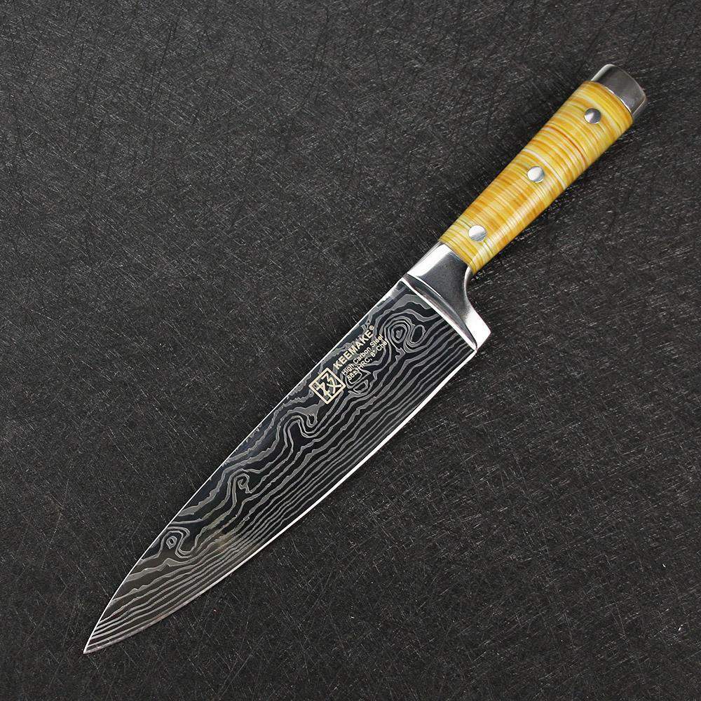 8 inch High Carbon Laser Pattern Chef's Knife with Handmade Shell ...