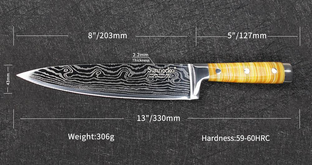 8 inch High Carbon Laser Pattern Chef's Knife with Handmade Shell ...