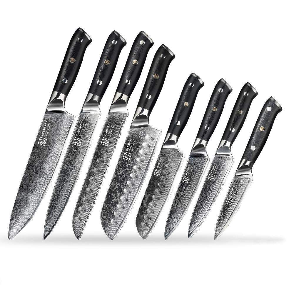 8 Piece Chef's Complete Kitchen Knives Set - 73 Layers Damascus Steel ...