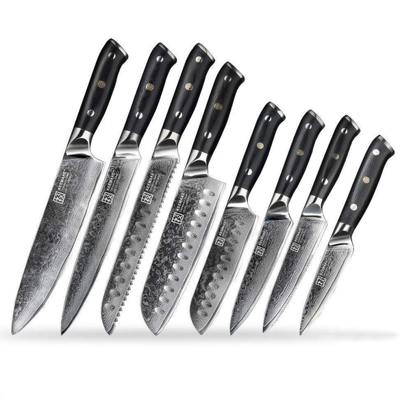 8 Piece Chef's Complete Kitchen Knives Set - 73 Layers Damascus Steel ...