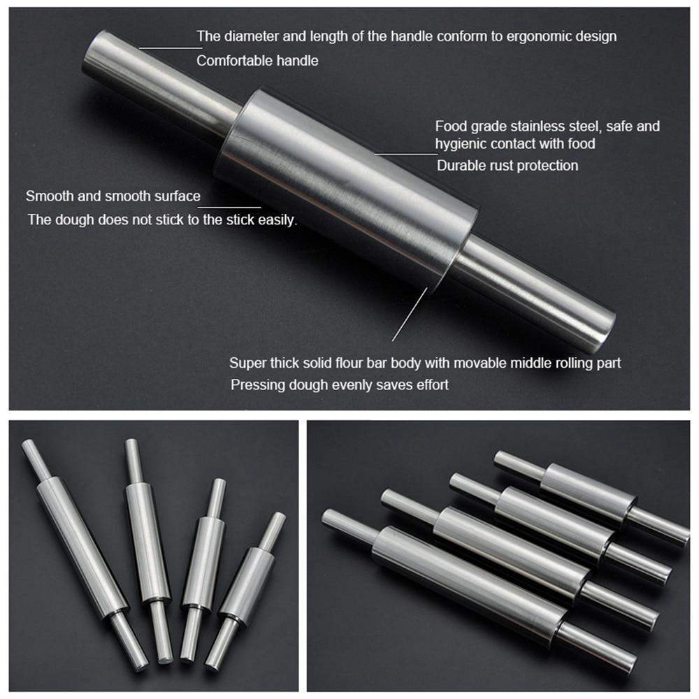 Heavy Duty Solid Non-stick Stainless Steel Rolling Pin (Sizes: S-M-L-XL ...