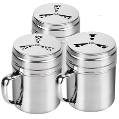Set of 3 Stainless Steel Adjustable Dry Rub Dredge Shakers with Handles ...